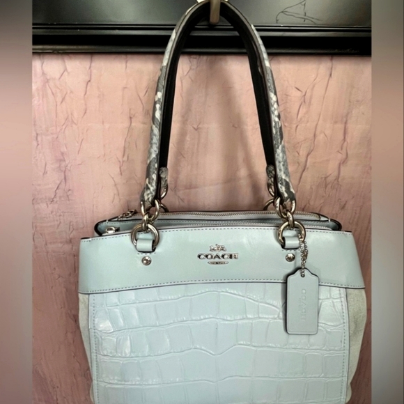 Coach | Bags | Coach White Crocembossed Leather Tote | Poshmark